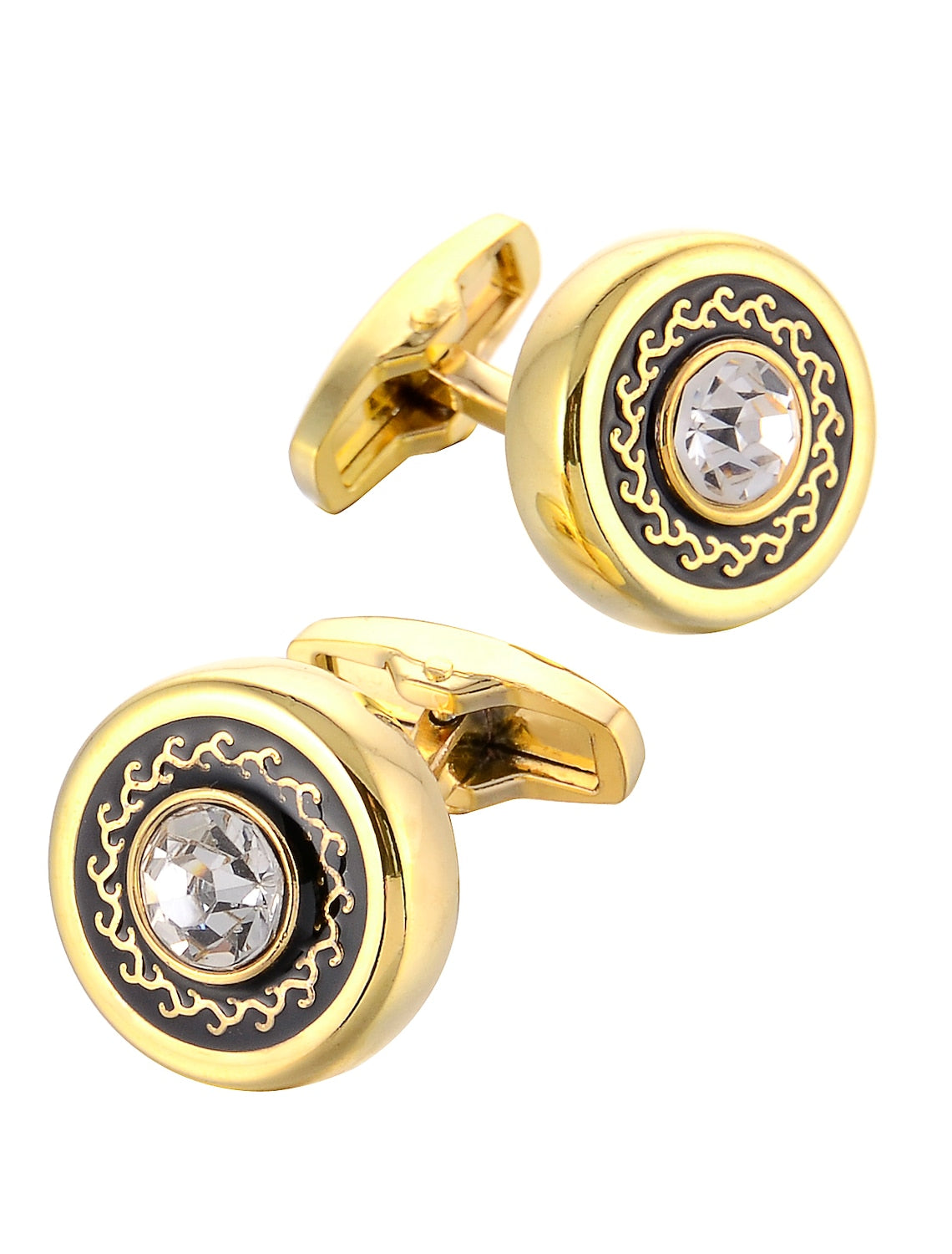 Lot de 2 Boutons de Manchette pour Homme Motif Géométrique Doré avec S ...